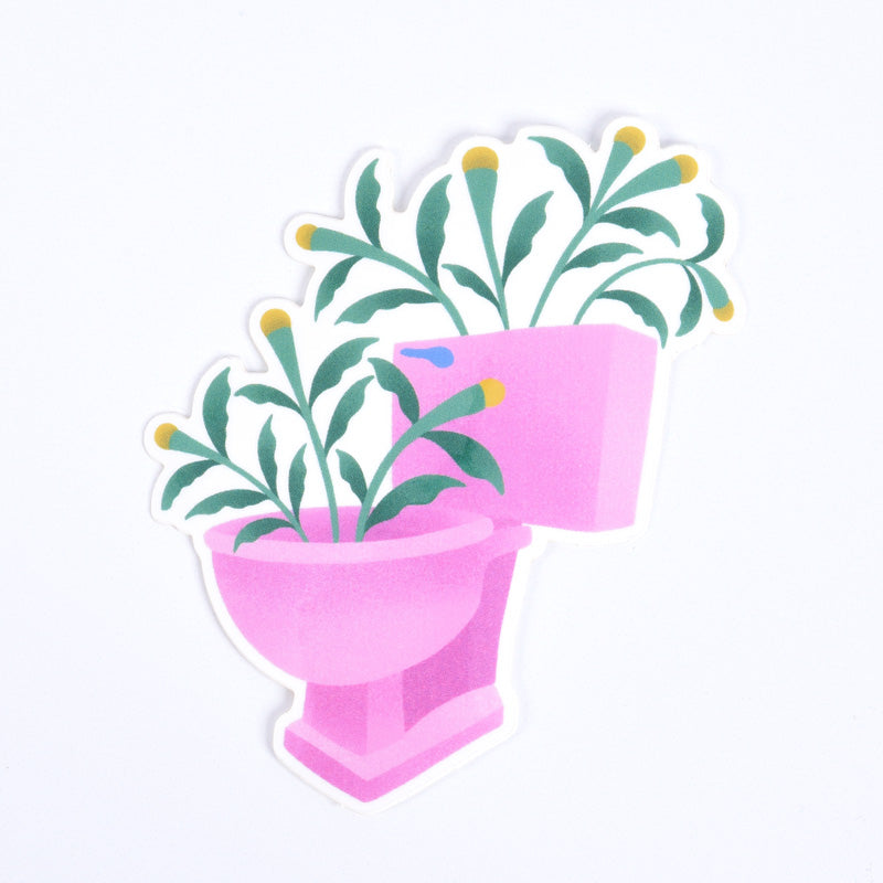 Pink Flower Toilet Vinyl Sticker – Palindrome Art